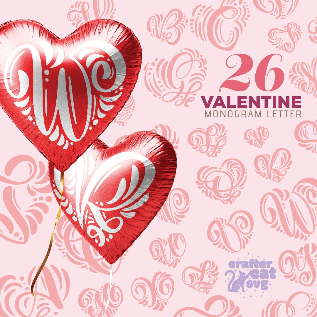 26 Valentine Monogram Letter, 26 Monogram Design, Valentine's Day ...