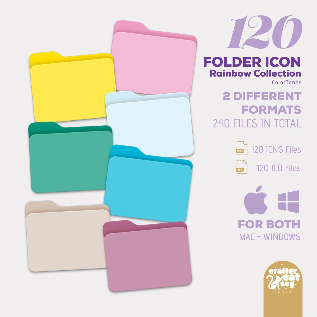 Rainbow Collection 120 Folder Icons: Colorful and Organized Desktop for ...