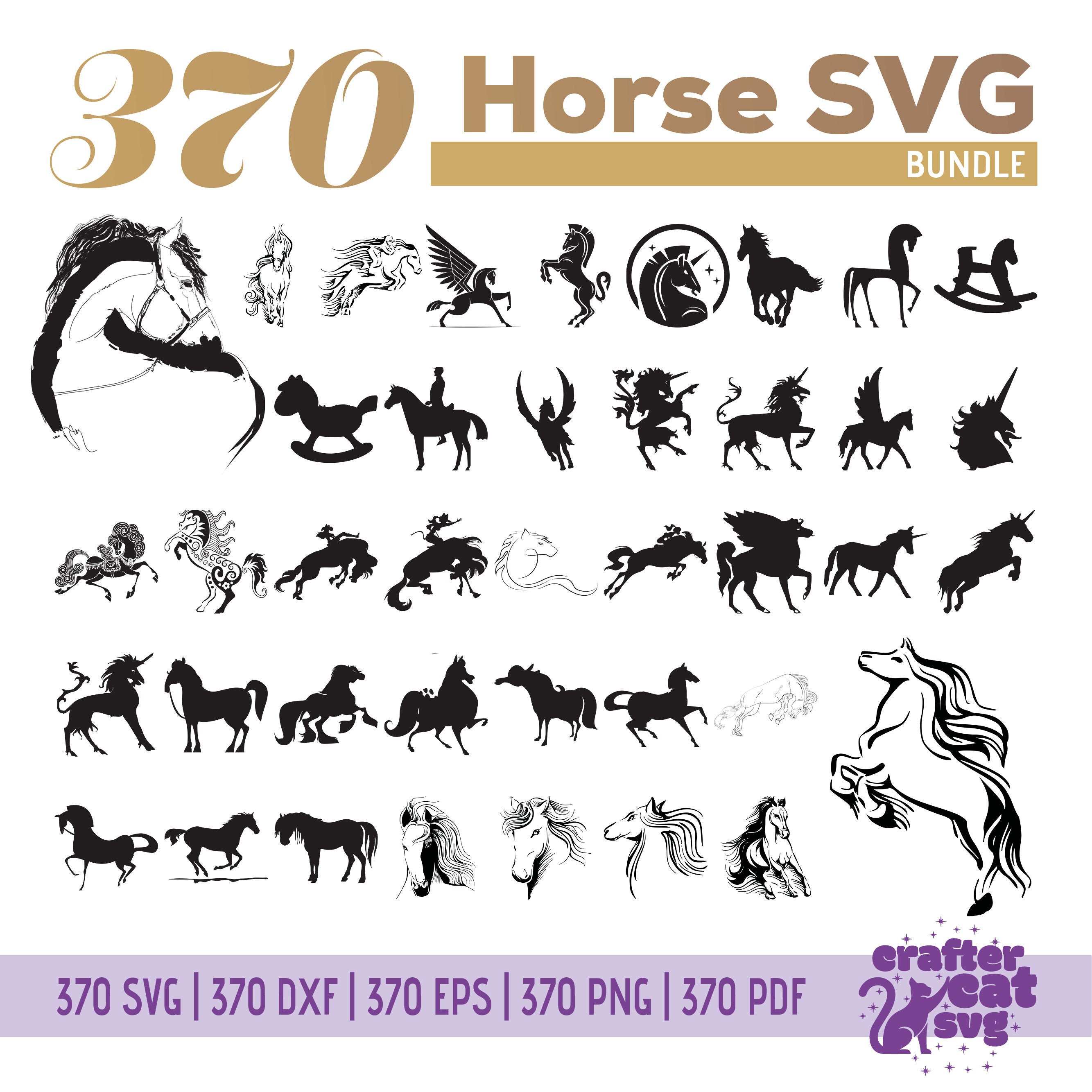 370 Horse Svg Bundle Horse Svg Horse Svg, Dxf, Eps, Png, Pdf Svg Files ...