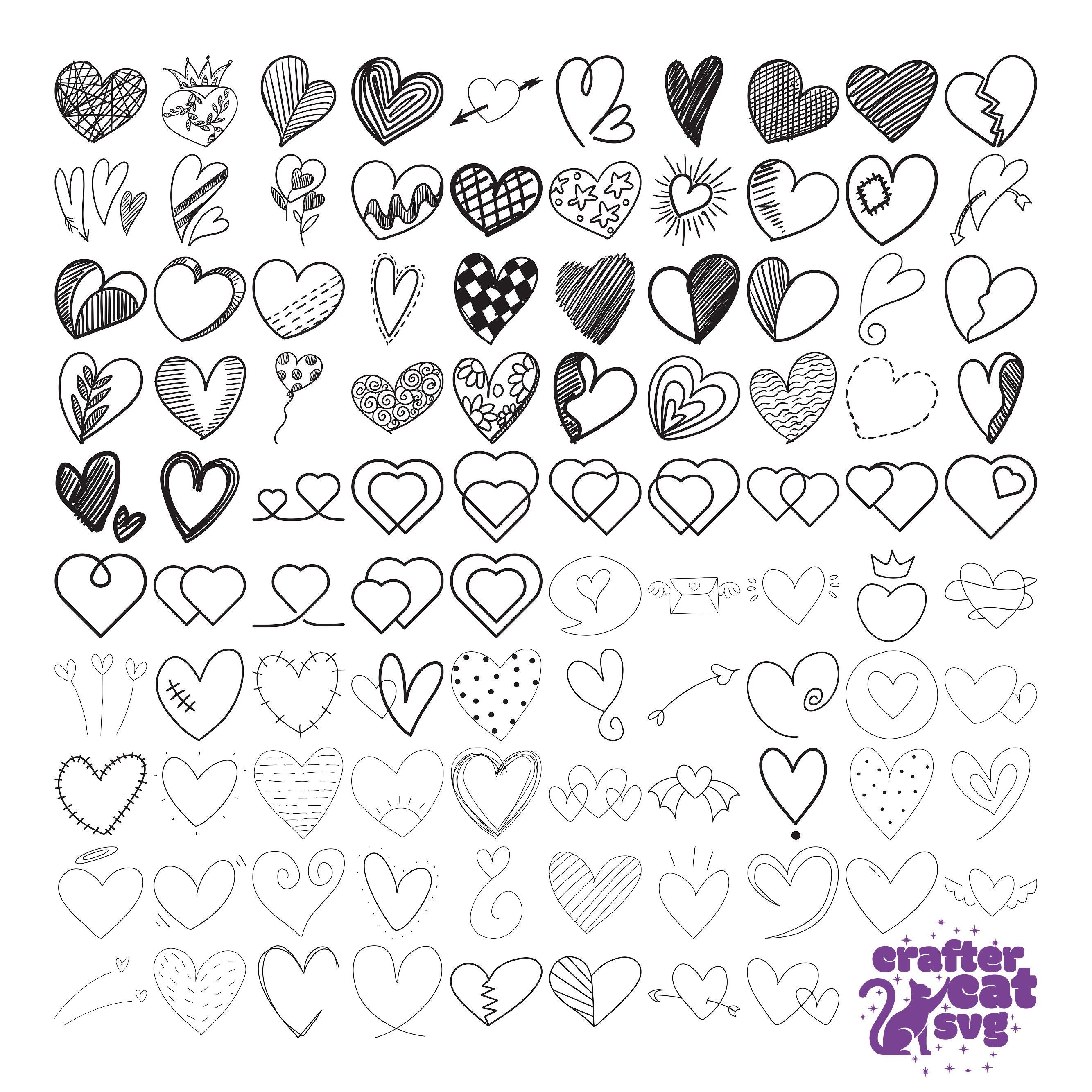 400 Heart Svg Bundle Heart Doodle Svg Heart Svg Cut Files for Cricut ...