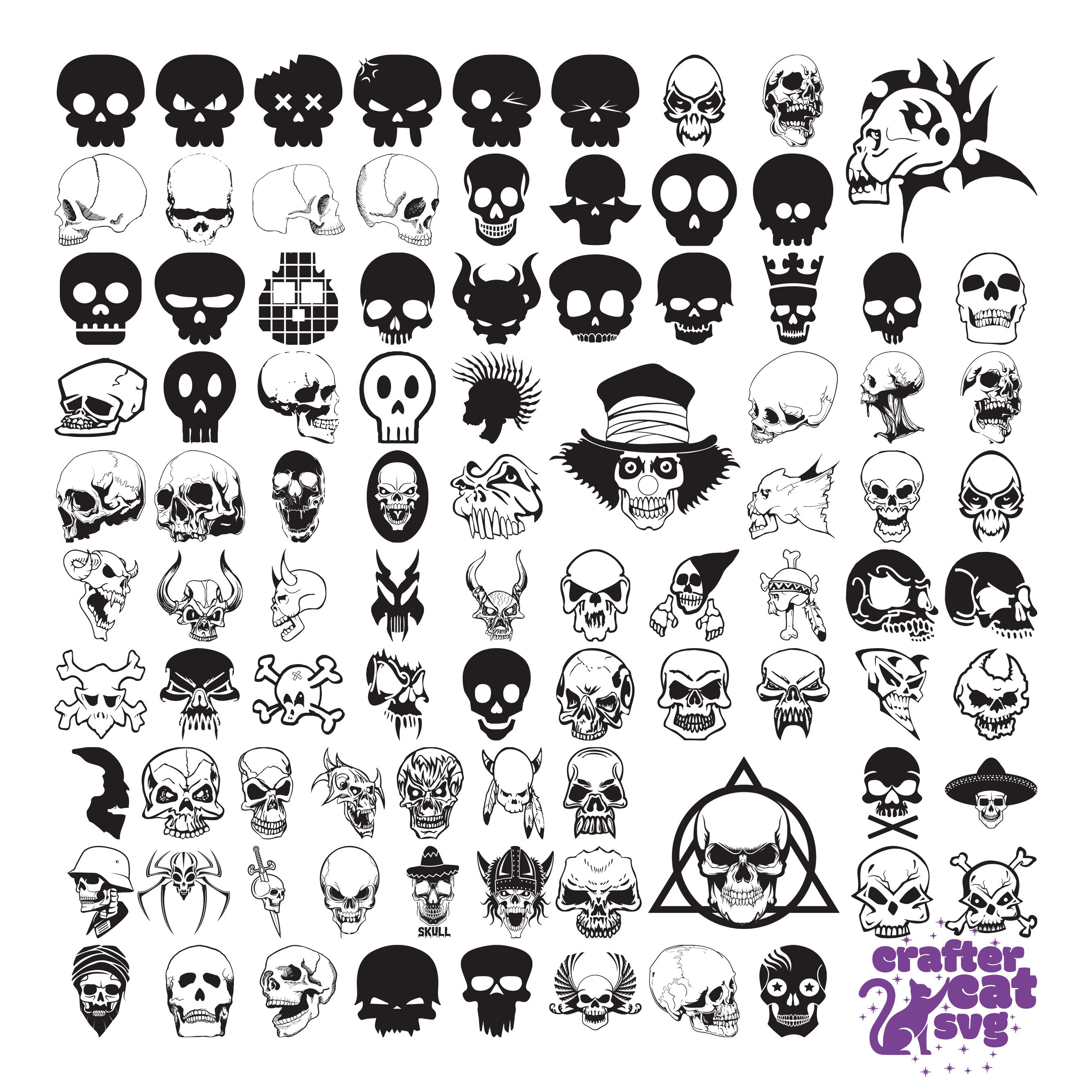 360 Skull Svg Bundle - Skeleton Svg - Skull Svg, Dxf, Eps, Png, Pdf ...