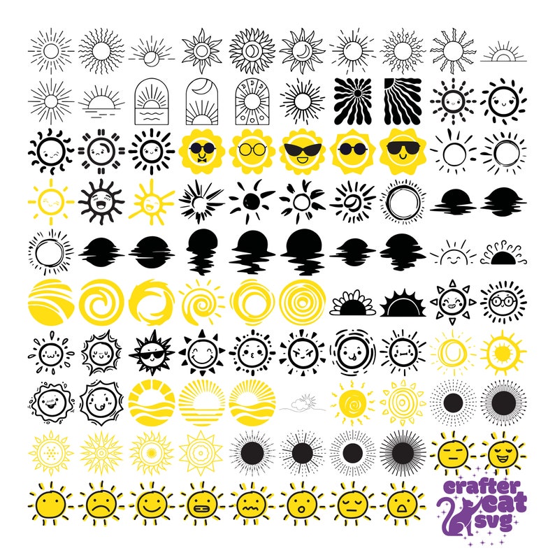 400 Sun Svg Bundle Sun Svg Sun Svg, Dxf, Eps, Png, Pdf Svg Files for ...