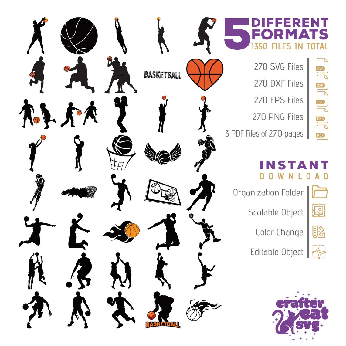 270 Basketball Svg Bundle - Basketball Svg, Dxf, Eps, Png, Pdf ...