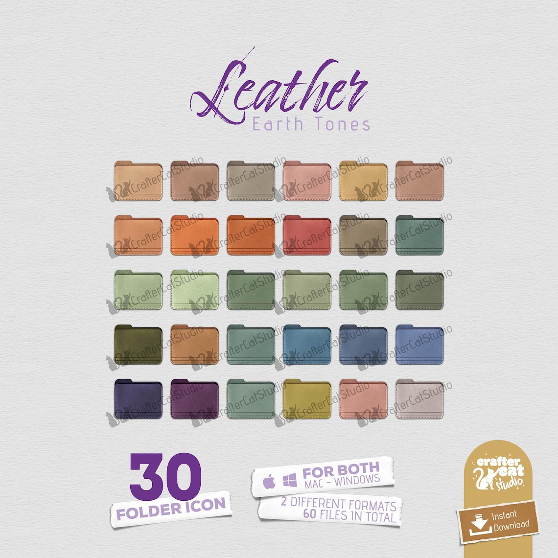 Leather Folder Icon Earth Color Tones, Aesthetic Desktop Organizer ...
