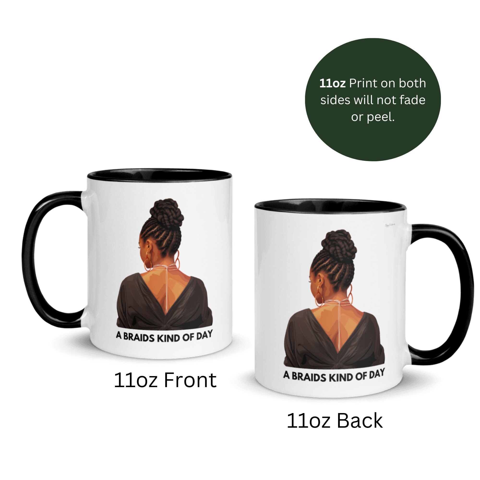 African American Woman Braids Mug, Natural Hair Coffee Mug, Black Pride ...