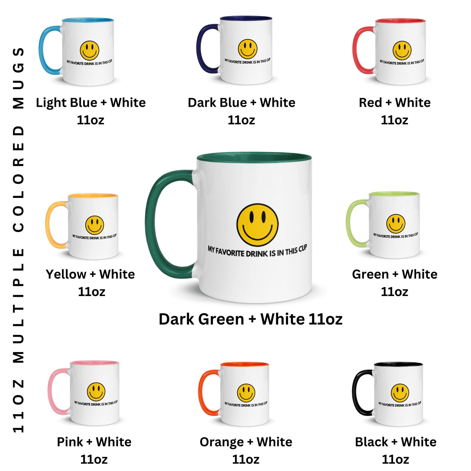 Smiley Face Happy Mug Happy Face Mug 11oz and 15oz Ceramic Coffee Mug ...