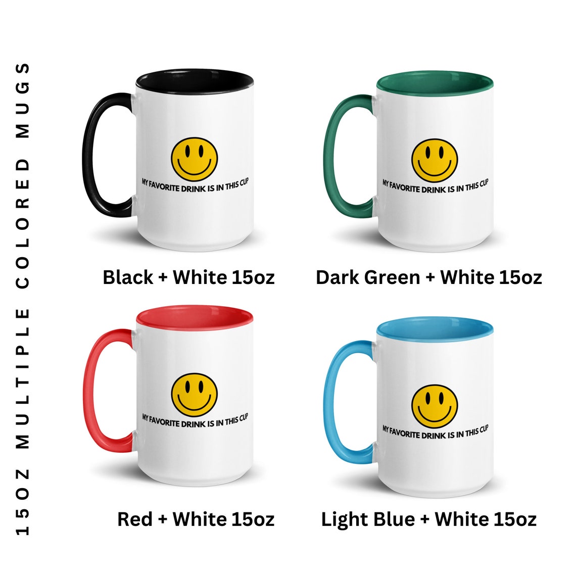 Smiley Face Happy Mug Happy Face Mug 11oz and 15oz Ceramic Coffee Mug ...