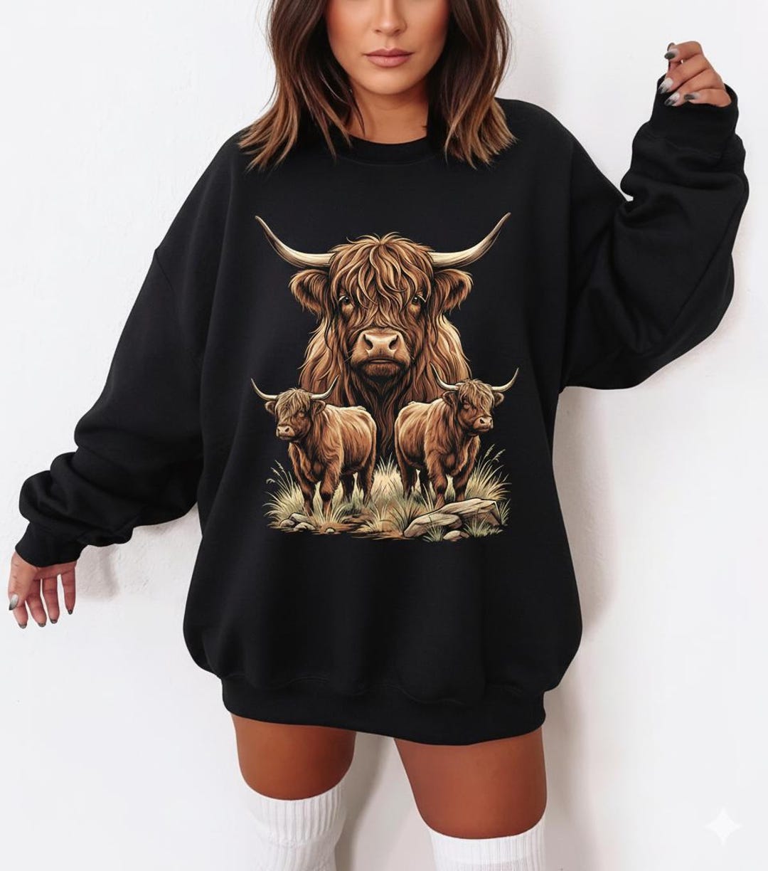 Highland Cattle PNG, Long Horn Cow Family Farm Art Sublimation Design ...