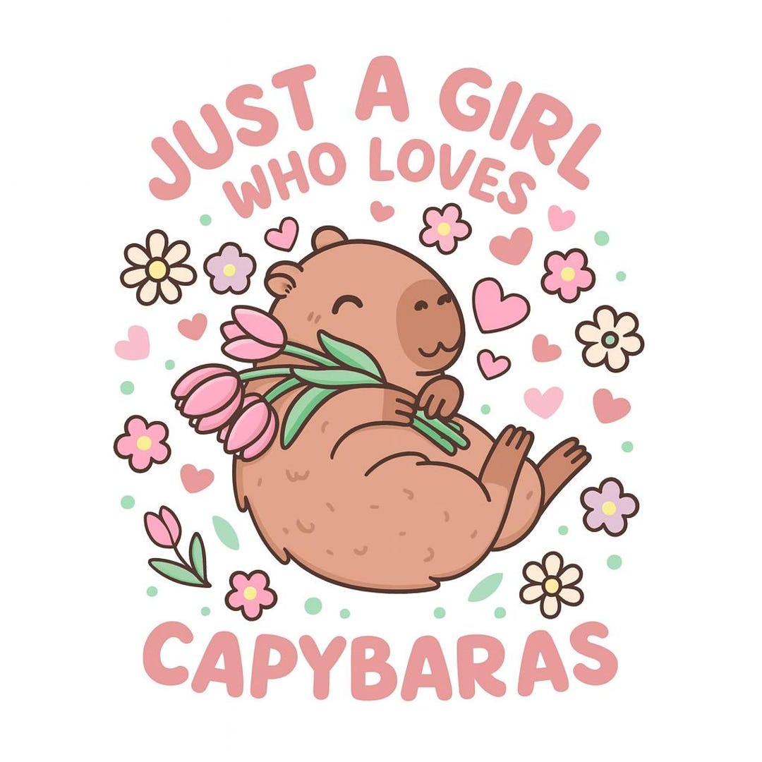 Just a Girl Who Loves Capybaras PNG | Cute Kawaii Capybara Holding ...
