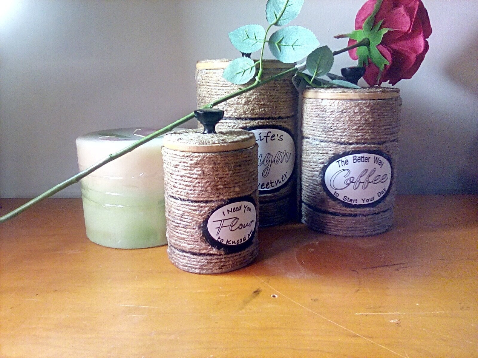 3 Piece Rope Canisters - Etsy