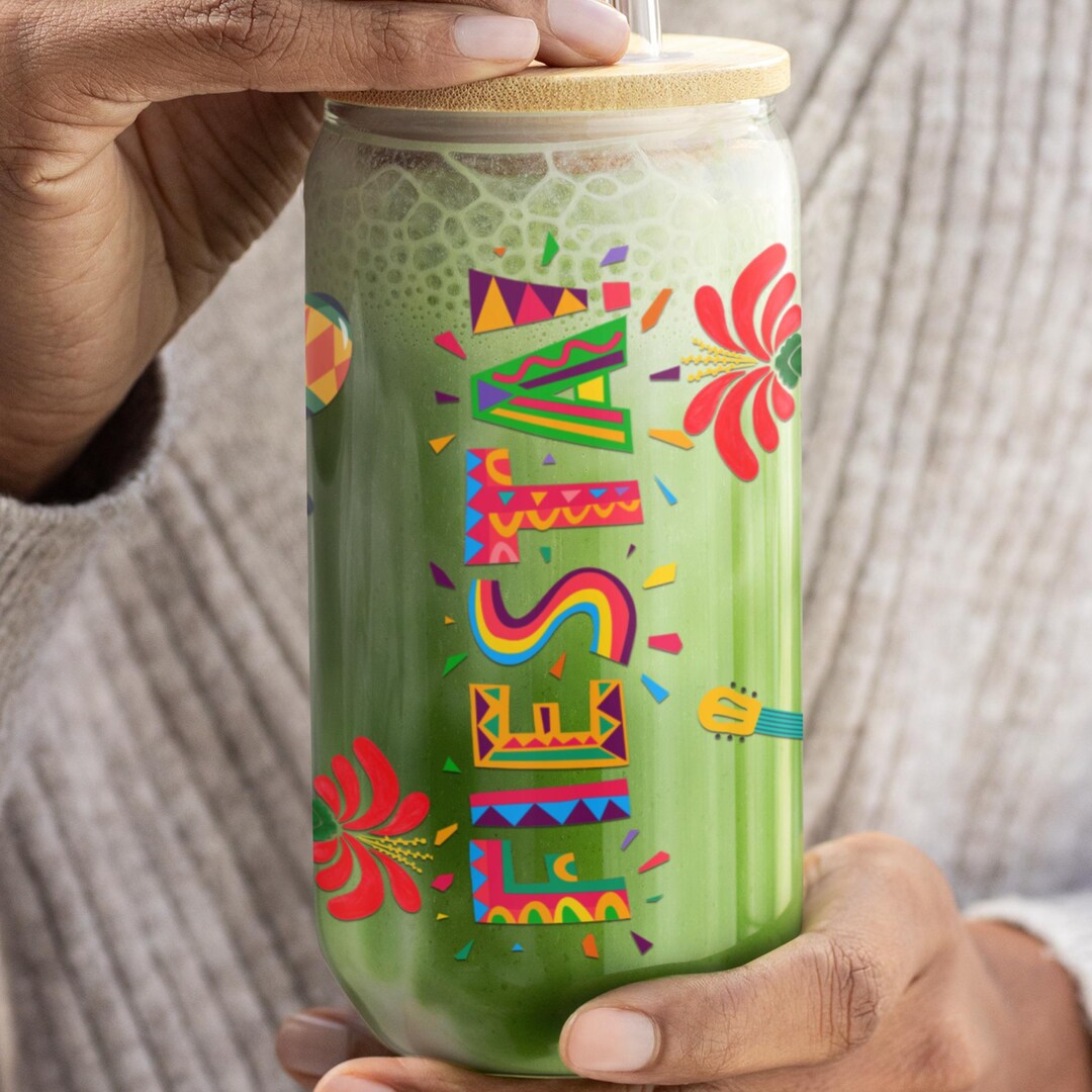 Colorful Fiesta Sipper Glass, 16oz - Gift for Her/him, Festive ...