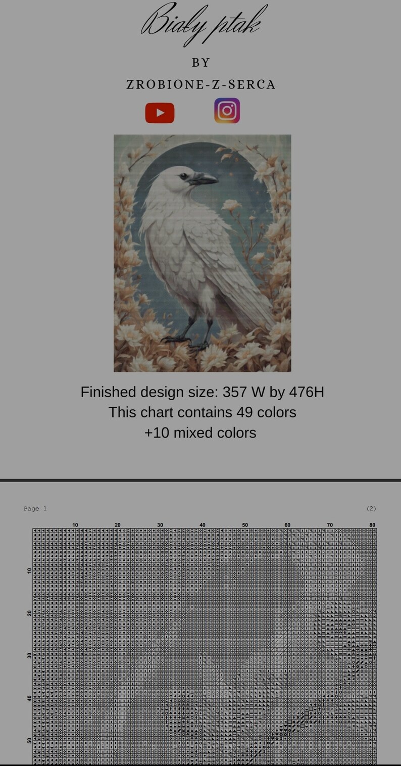 White Bird, Pattern for Cross Stitch, PDF, XSD, SAGA - Etsy