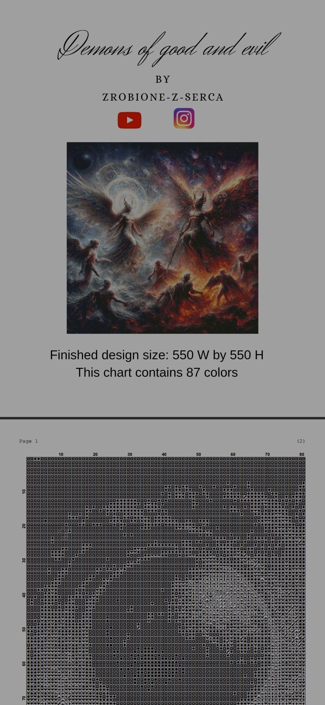 Demons of Good and Evil, Pattern for Cross Stitch, PDF, XSD, SAGA - Etsy