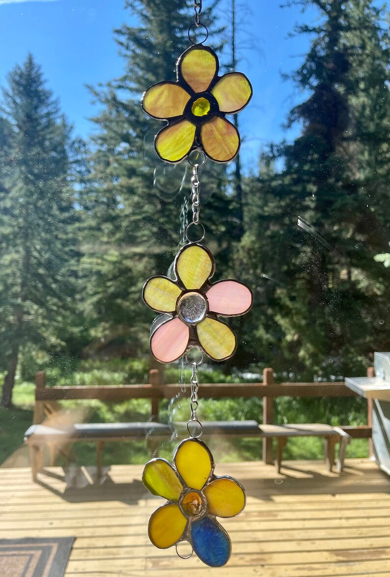 Stained Glass Flower Suncatcher – Custom Hanging Floral Window Decor ...