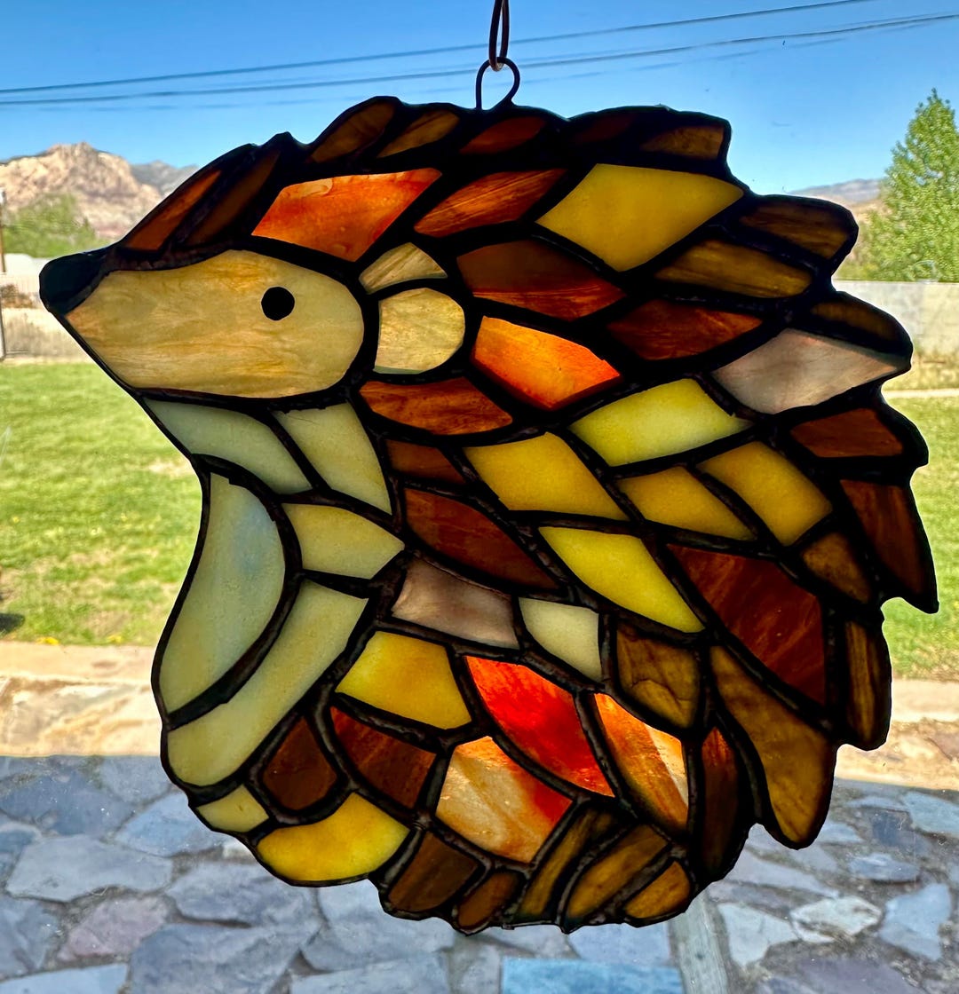 Hedgehog Stained Glass Suncatcher – Handmade Animal Window Decor ...