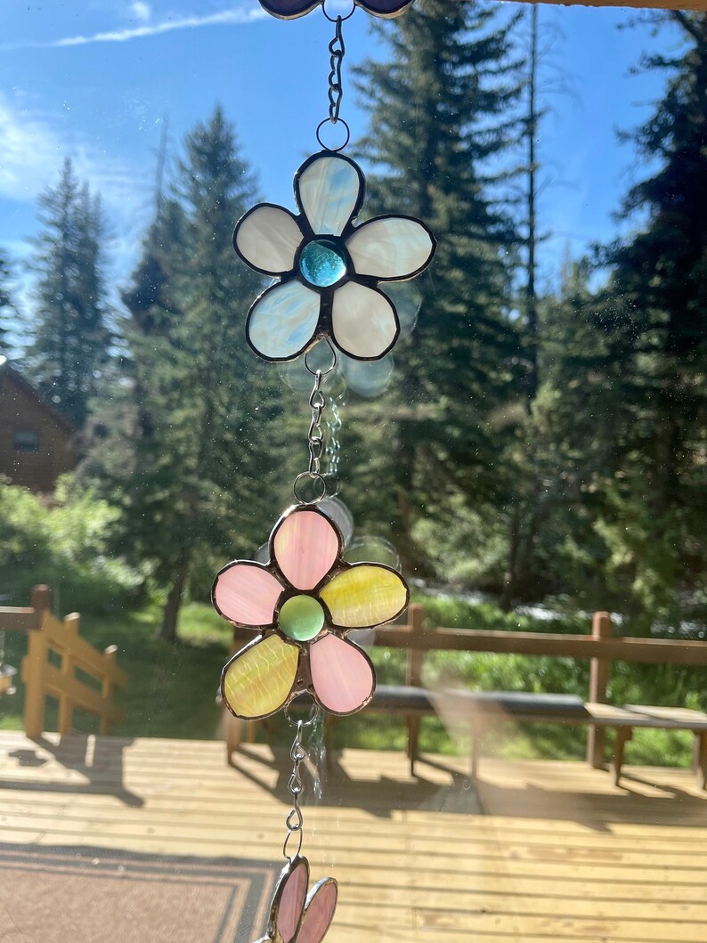 Stained Glass Flower Suncatcher – Custom Hanging Floral Window Decor ...