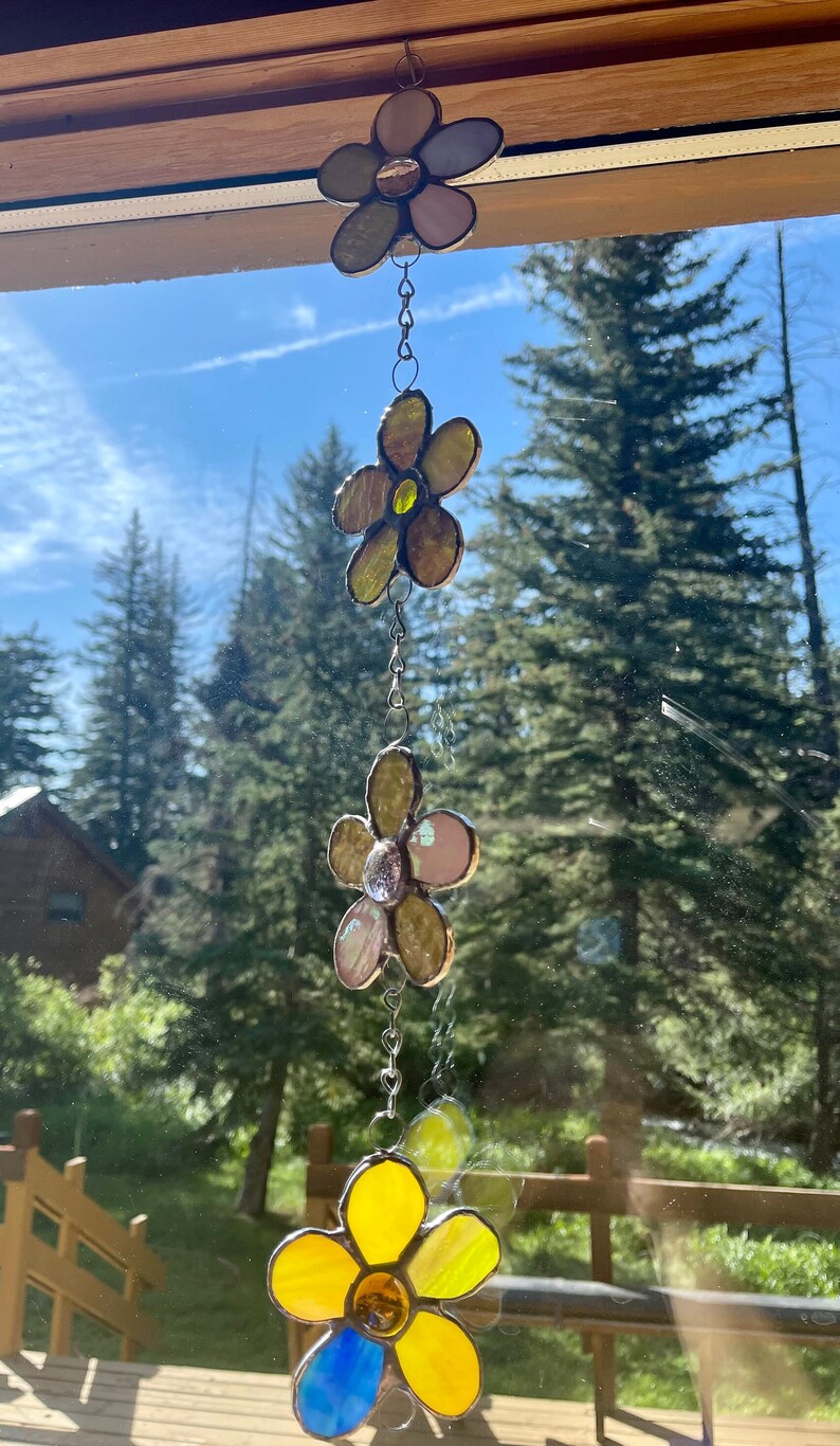 Stained Glass Flower Suncatcher – Custom Hanging Floral Window Decor ...