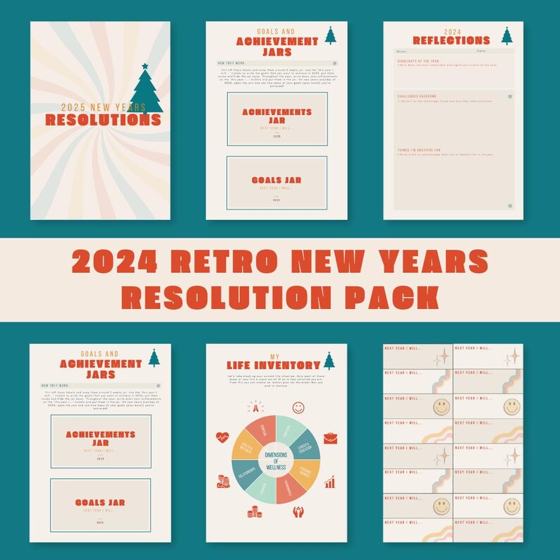 Digital New Years Resolution Planner Template for Goal Setting ...