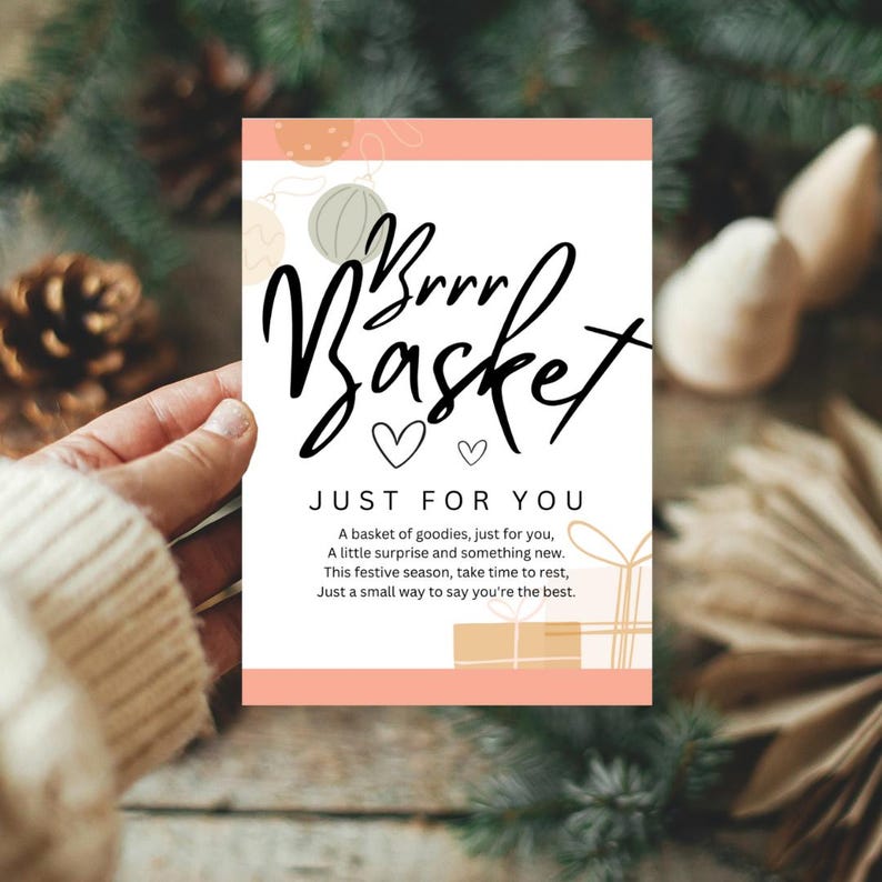 Seasonal DIY Christmas Gift Basket Printables, Unique Festive Flags ...