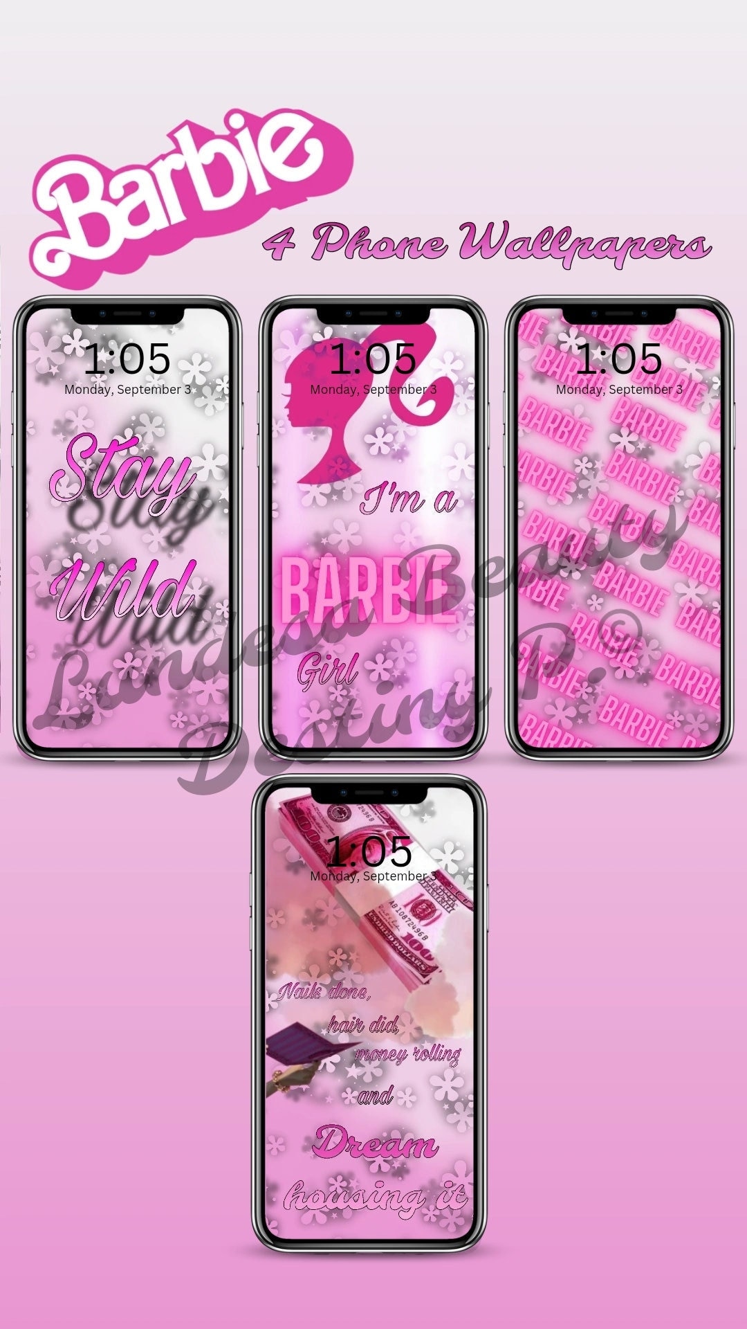 BARBIE Inspired 4 Phone Wallpapers for Iphone13 Plus // 946x2048 - Etsy