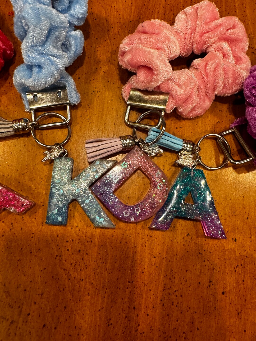 Custom Scrunchie Letter Keychains With Charms, and Tassel , Gifts for ...