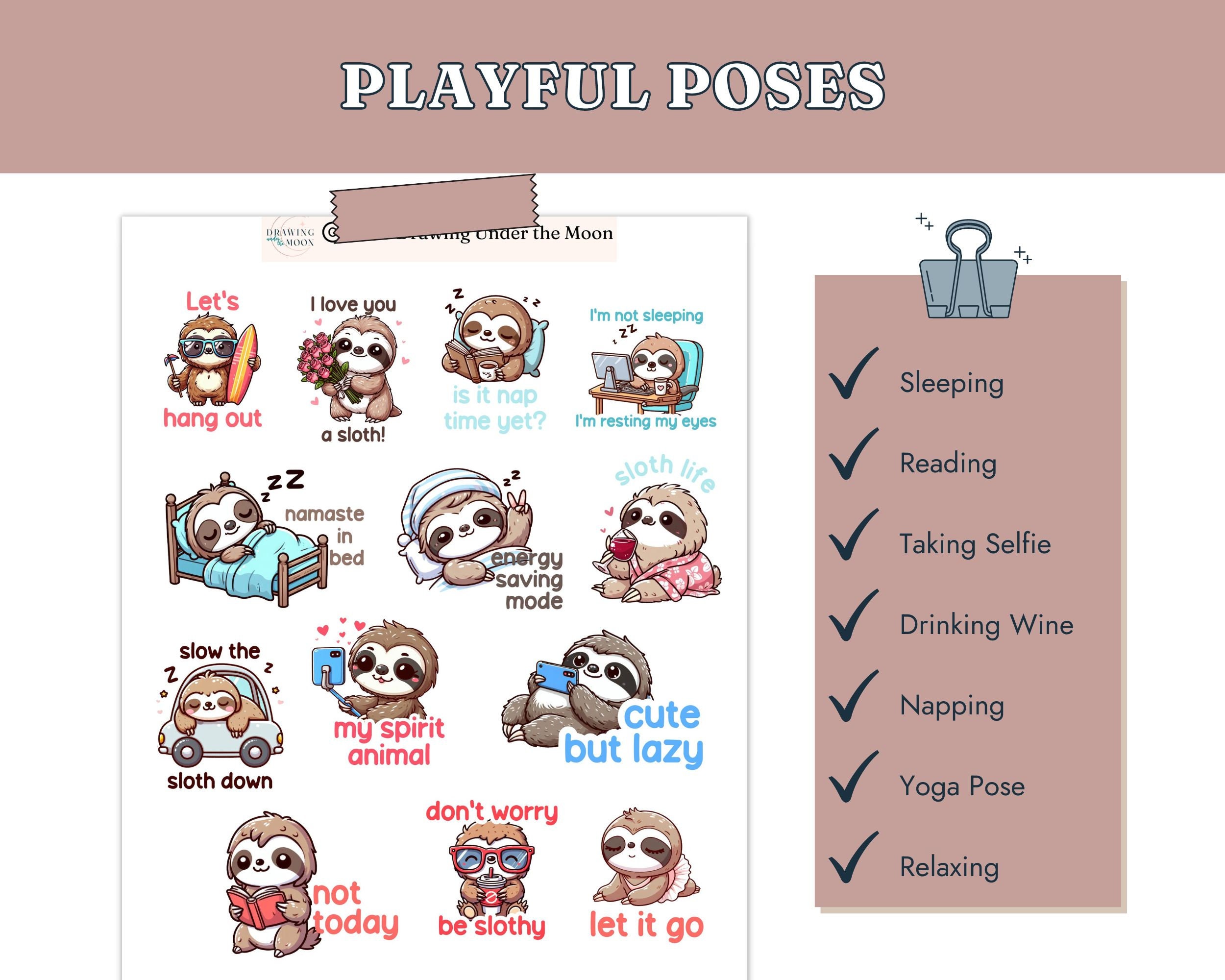 Cute Sloth Printable Stickers With Quotes, Adorable Sloth Themed Print ...
