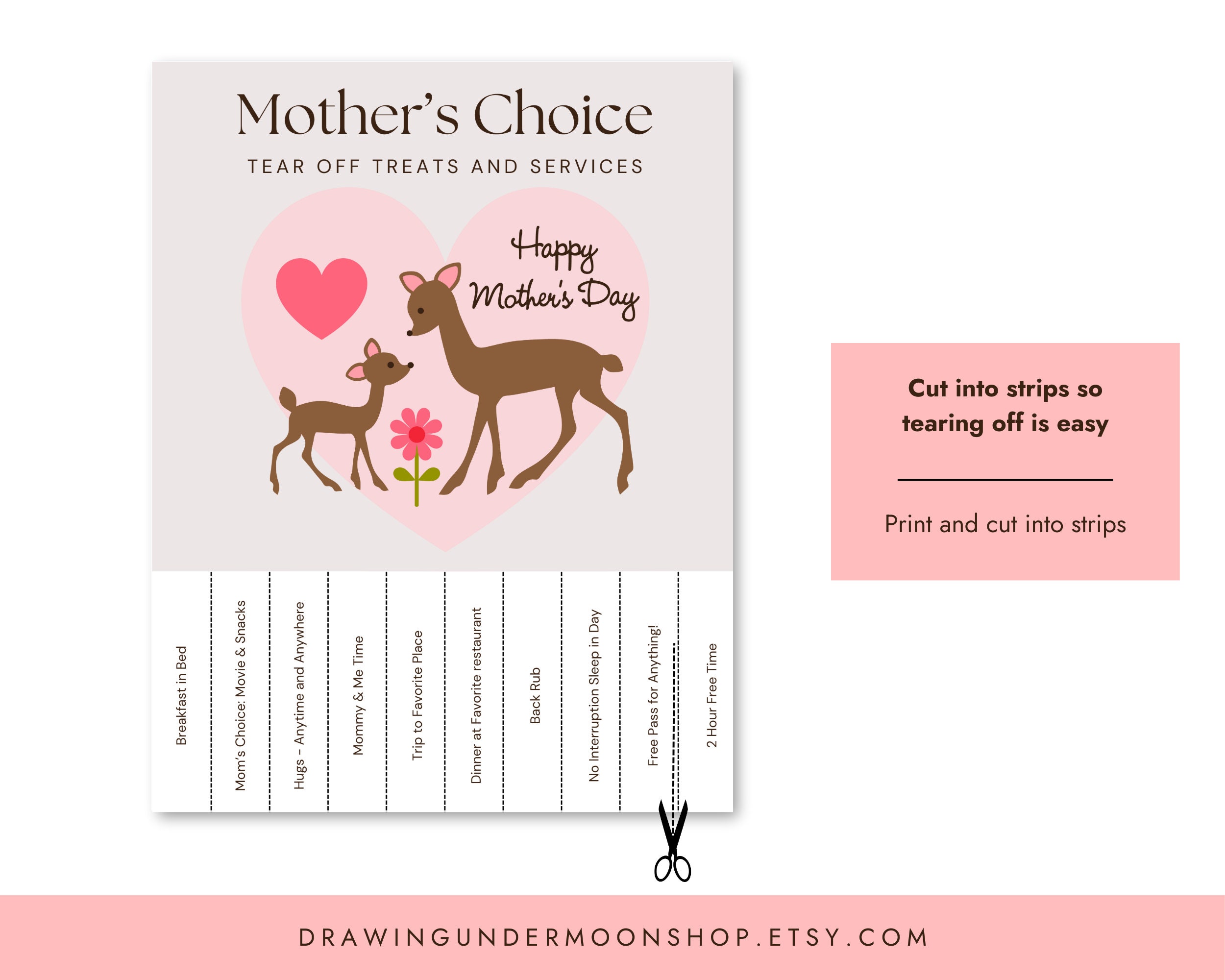 Mother's Day Tear off Flyer, Printable Coupons for Mom, Unique Gift ...