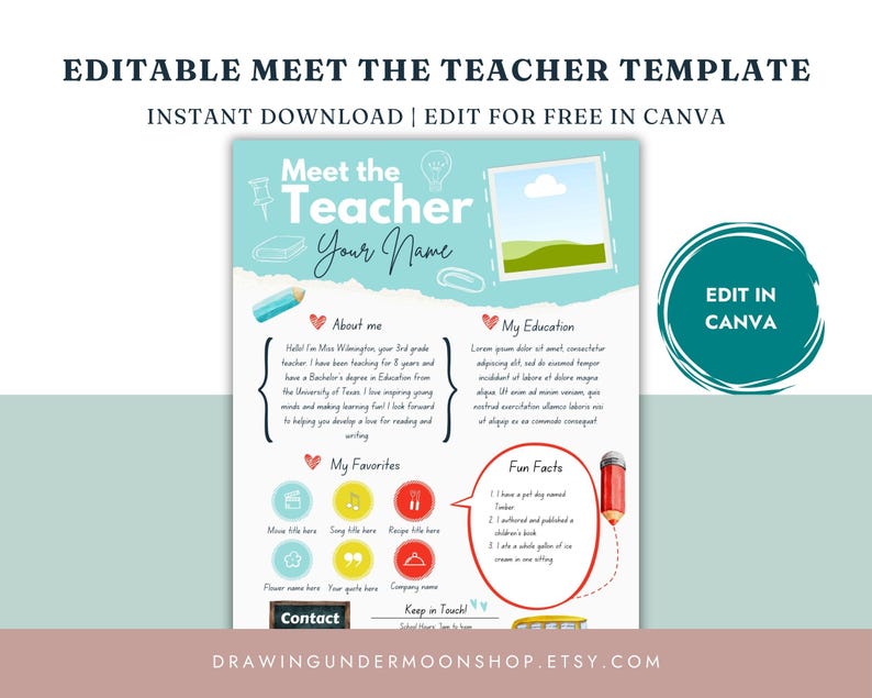 Printable Back to School Meet the Teacher Template, Customizable ...