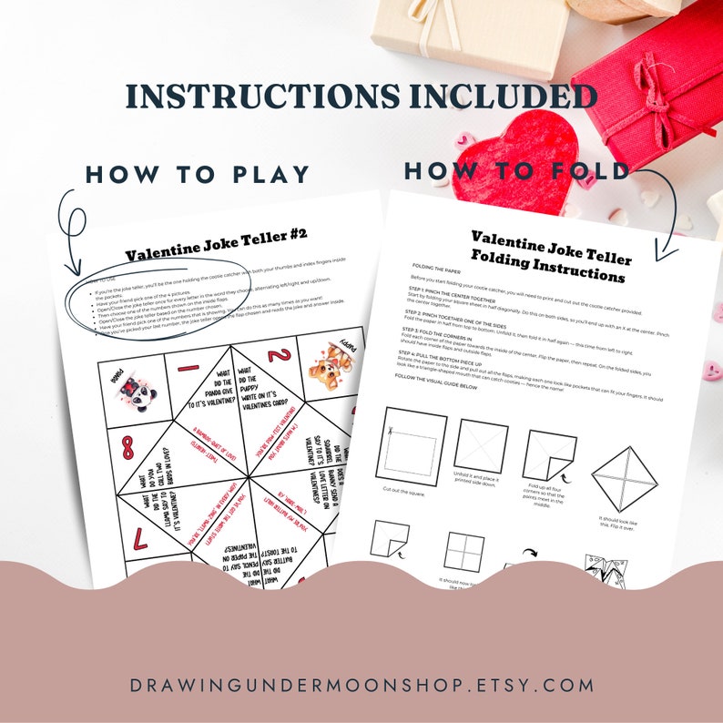 Valentine Joke Teller for Kids, Printable Cootie Catcher With Valentine ...