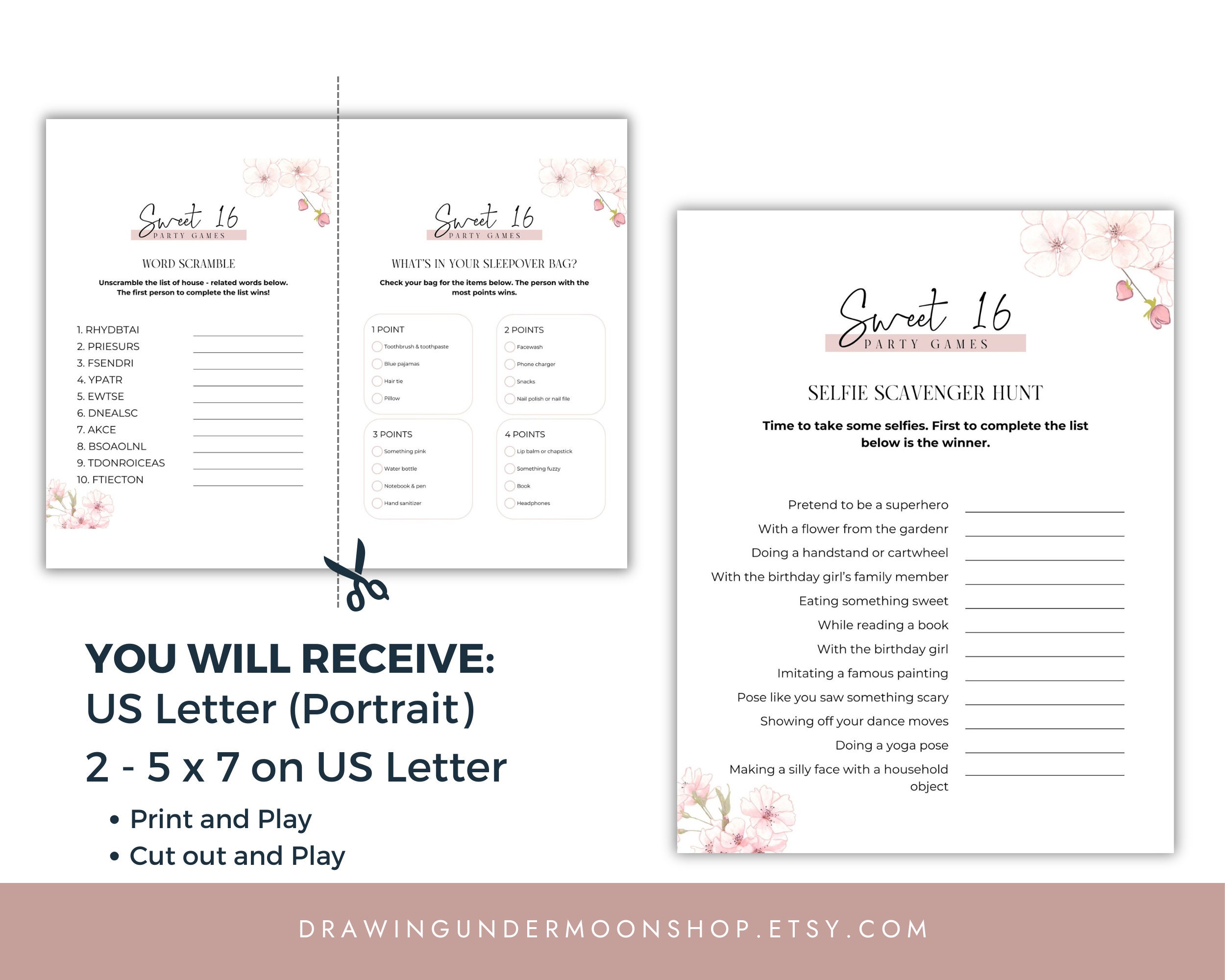 Sweet 16 Party Printable Game Bundle, Sleepover Games, Fun Activities ...