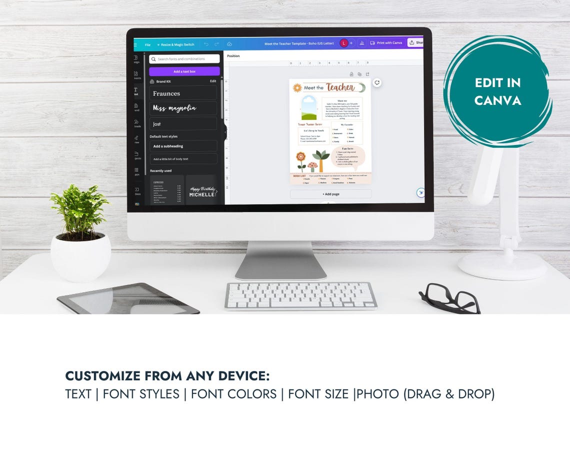 Editable Boho Meet the Teacher Template, Customizable Teacher ...