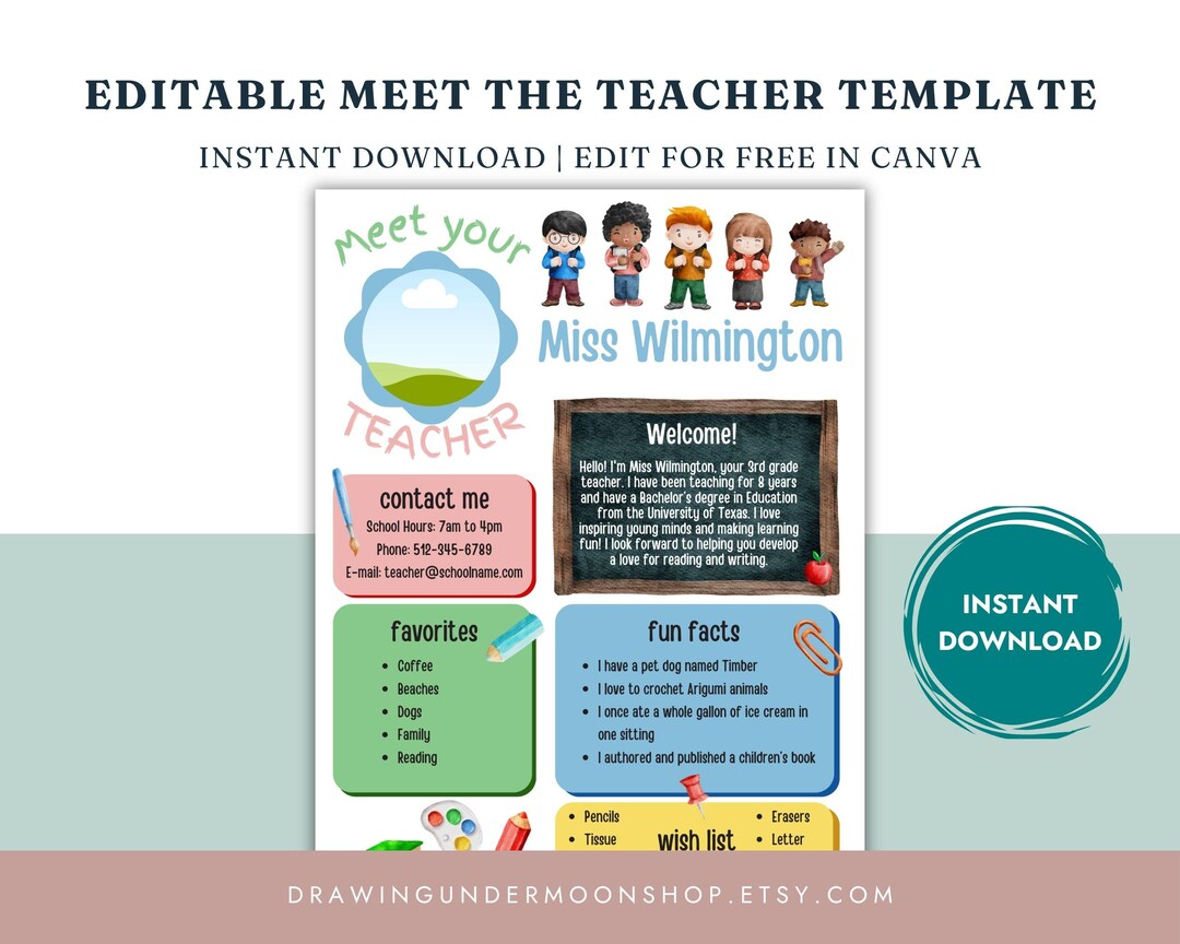 Editable Meet the Teacher Template, Colorful Back to School Canva ...