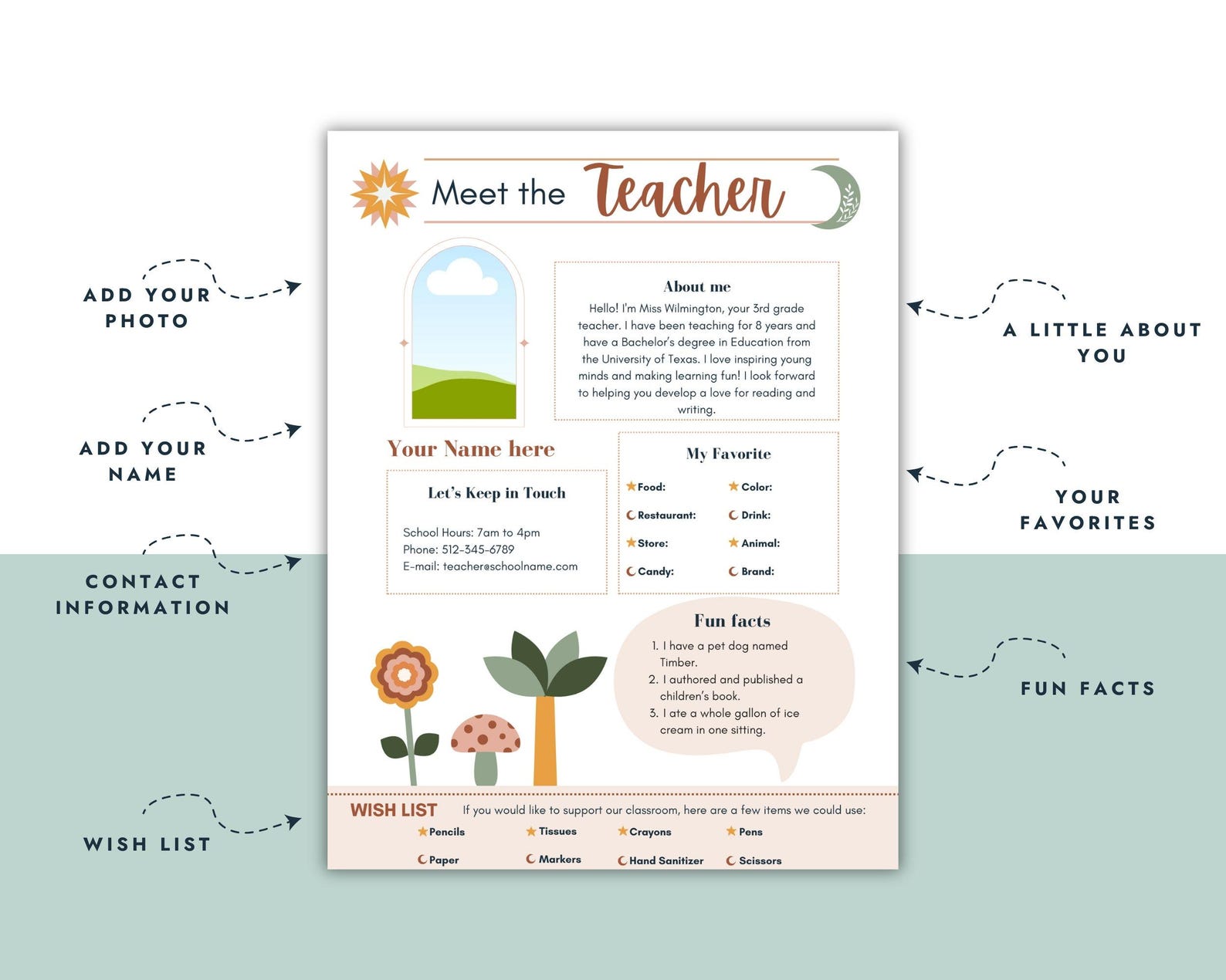 Editable Boho Meet the Teacher Template, Customizable Teacher ...