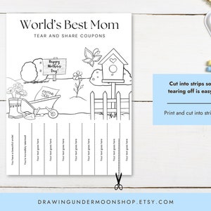 Mother's Day Coloring Tear off Coupons for Treats and Services ...