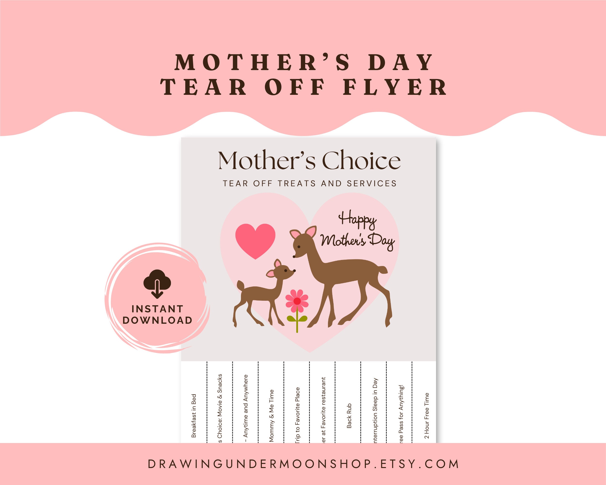 Mother's Day Tear off Flyer, Printable Coupons for Mom, Unique Gift ...
