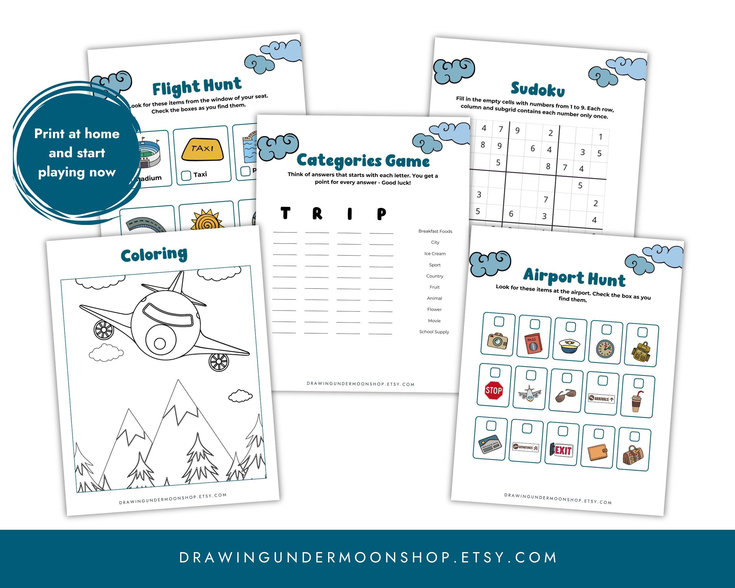 Printable Airplane Games: Kids Travel Activity Bundle (digital Download ...