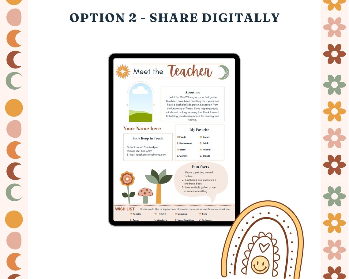 Editable Boho Meet the Teacher Template, Customizable Teacher ...
