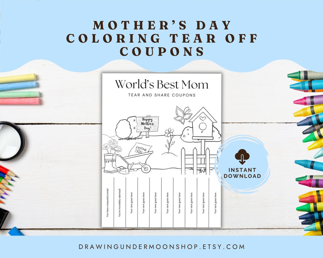 Mother's Day Coloring Tear off Coupons for Treats and Services ...