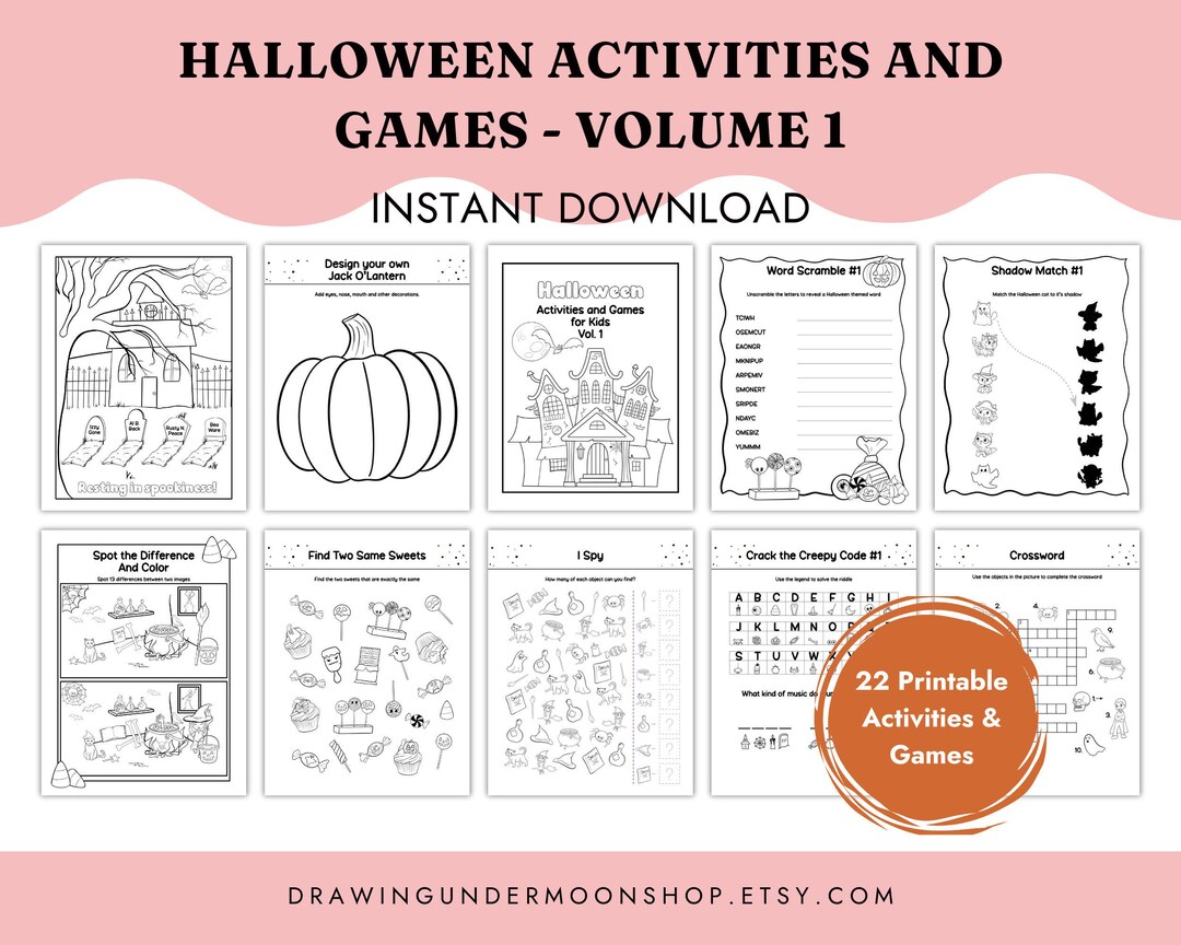 Printable Halloween Activities and Games Volume 1, Fun Filled Halloween ...