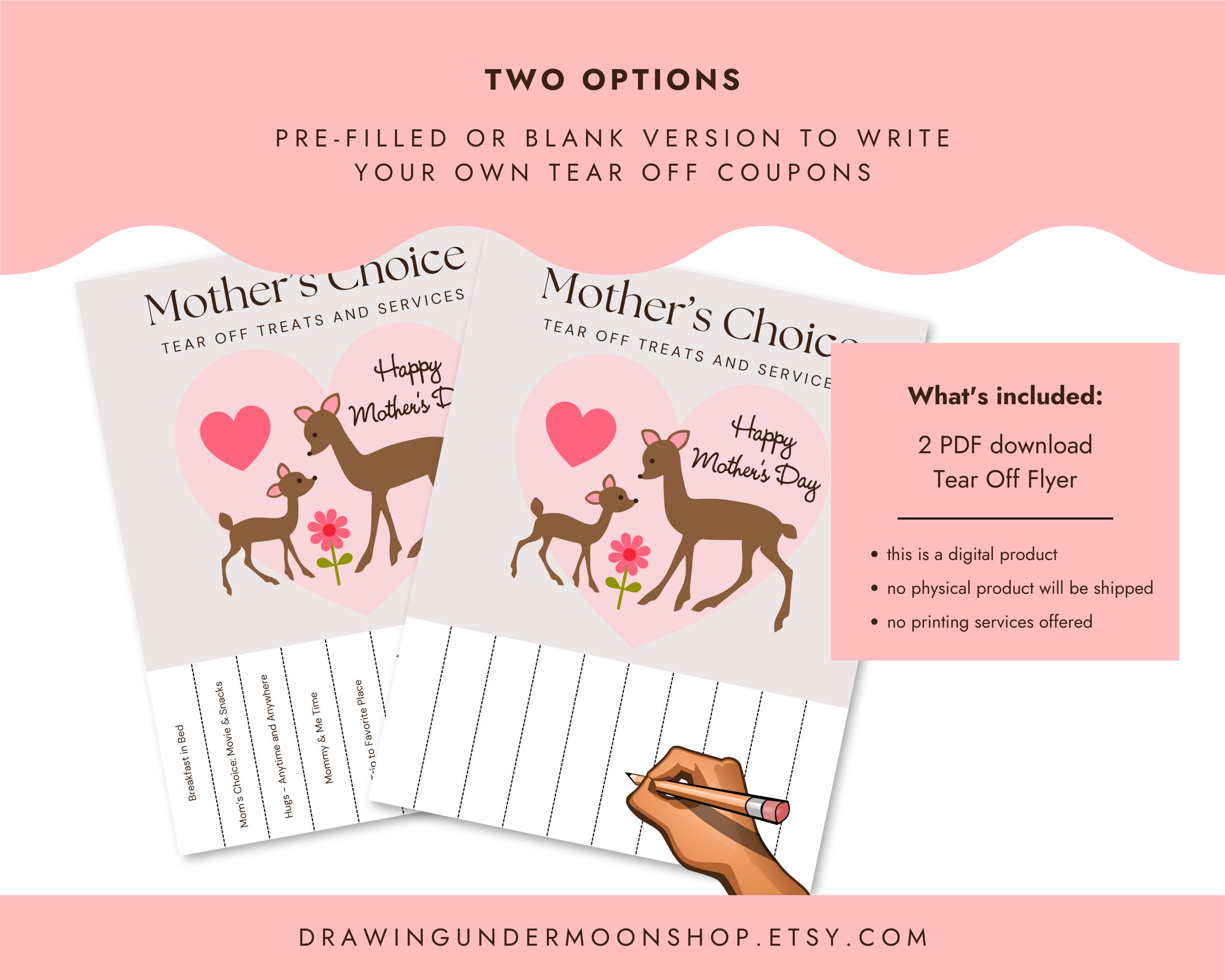 Mother's Day Tear off Flyer, Printable Coupons for Mom, Unique Gift ...