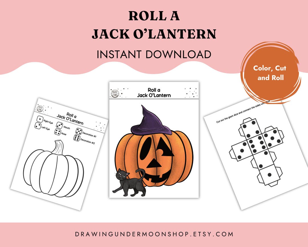 Roll a Jack O'lantern Printable, Halloween Craft for Kids (digital ...