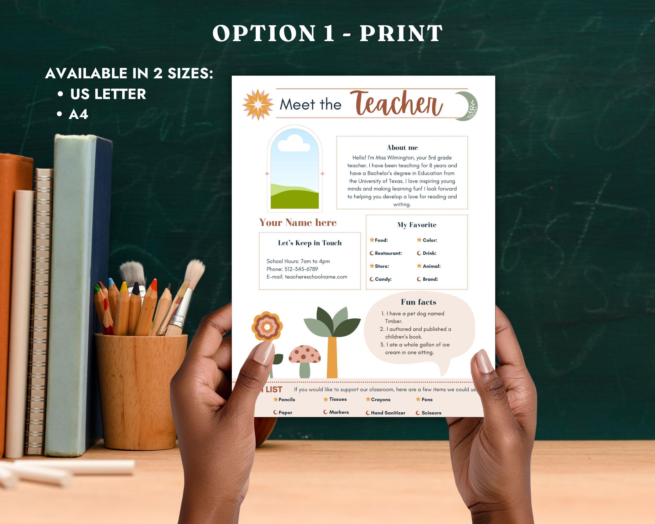 Editable Boho Meet the Teacher Template, Customizable Teacher ...