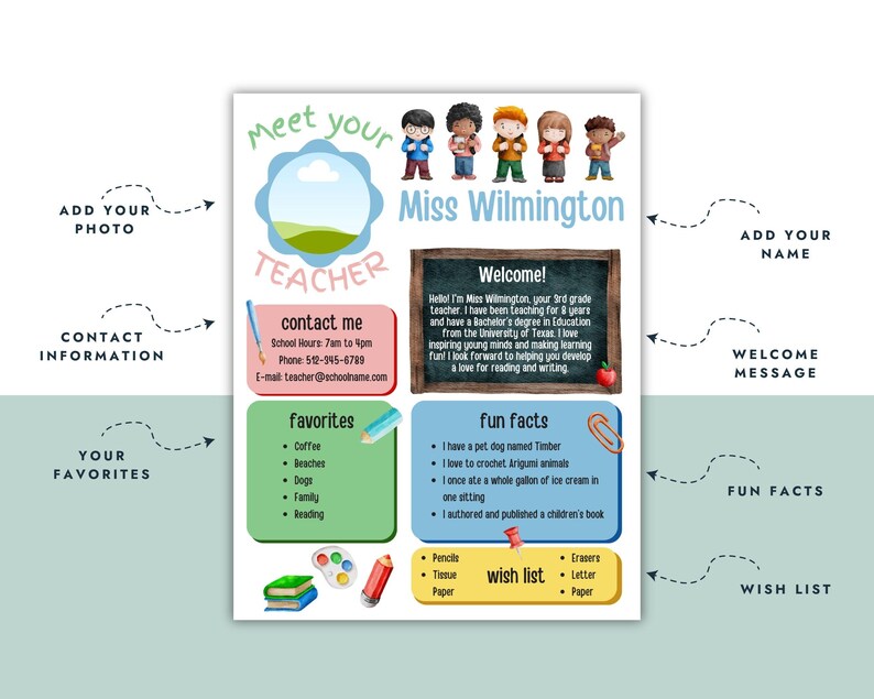 Editable Meet the Teacher Template, Colorful Back to School Canva ...