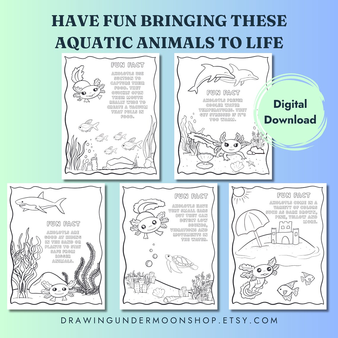 Printable Axolotl Coloring Pages and Fun Facts, Cute Axolotl Coloring ...