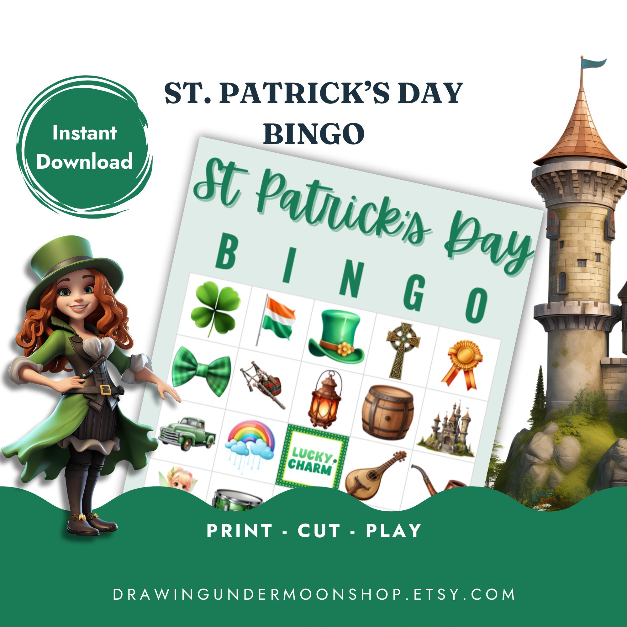 Printable St Patricks Day Bingo Kit, Irish Bingo Game, Fun and Festive ...