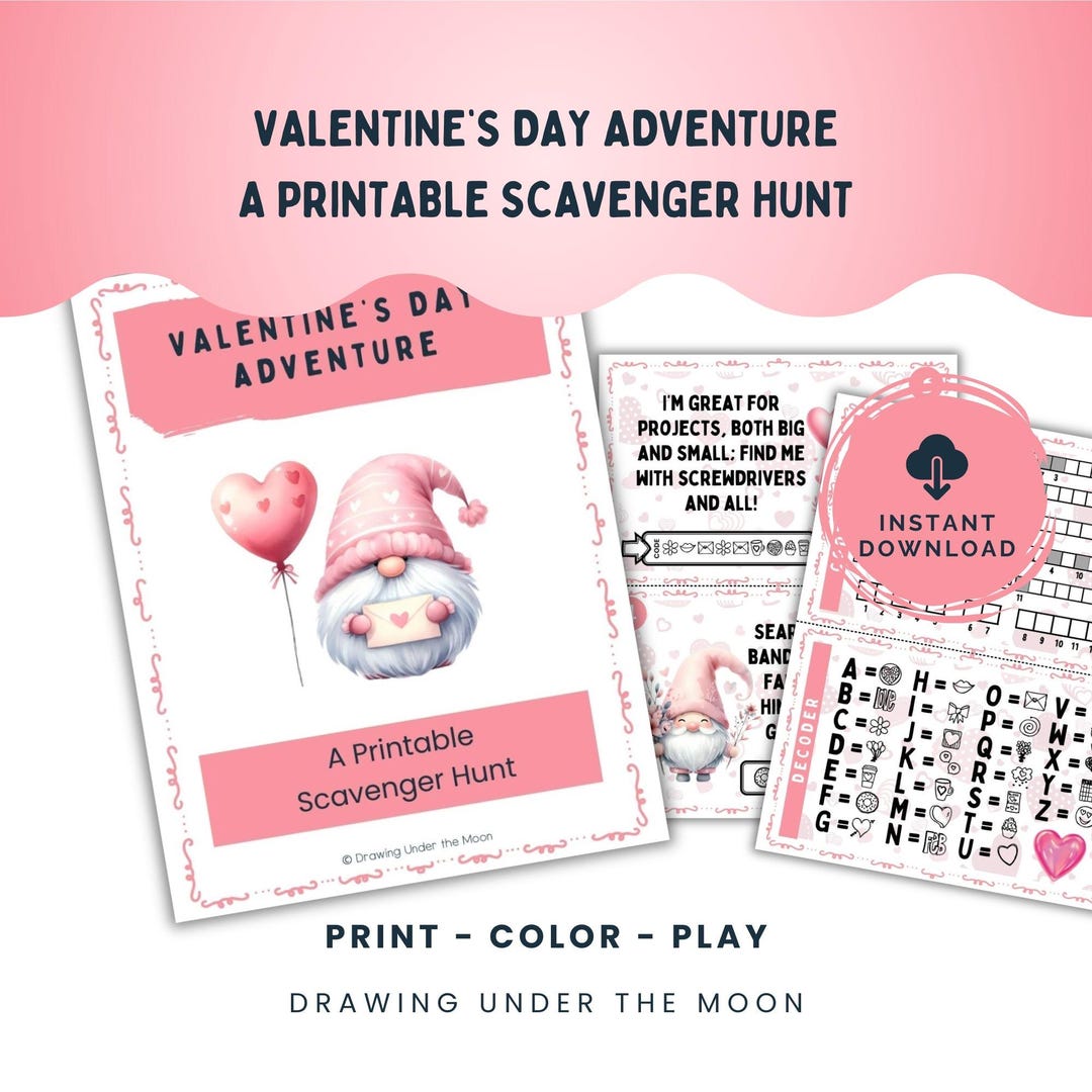 Valentines Day Printable Scavenger Hunt for Kids, Treasure Hunt ...
