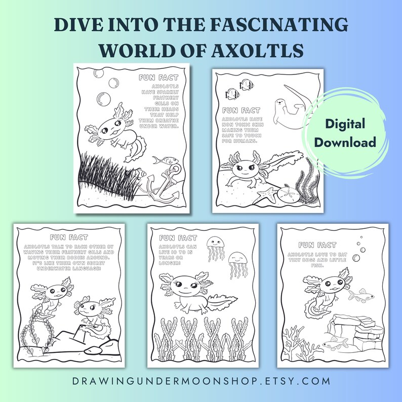 Printable Axolotl Coloring Pages and Fun Facts, Cute Axolotl Coloring ...