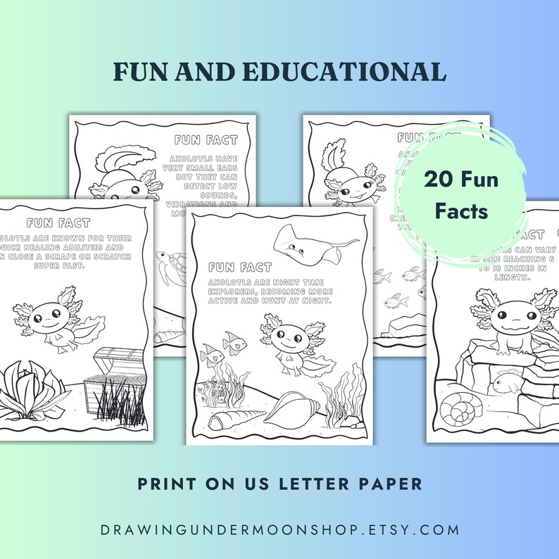 Printable Axolotl Coloring Pages and Fun Facts, Cute Axolotl Coloring ...