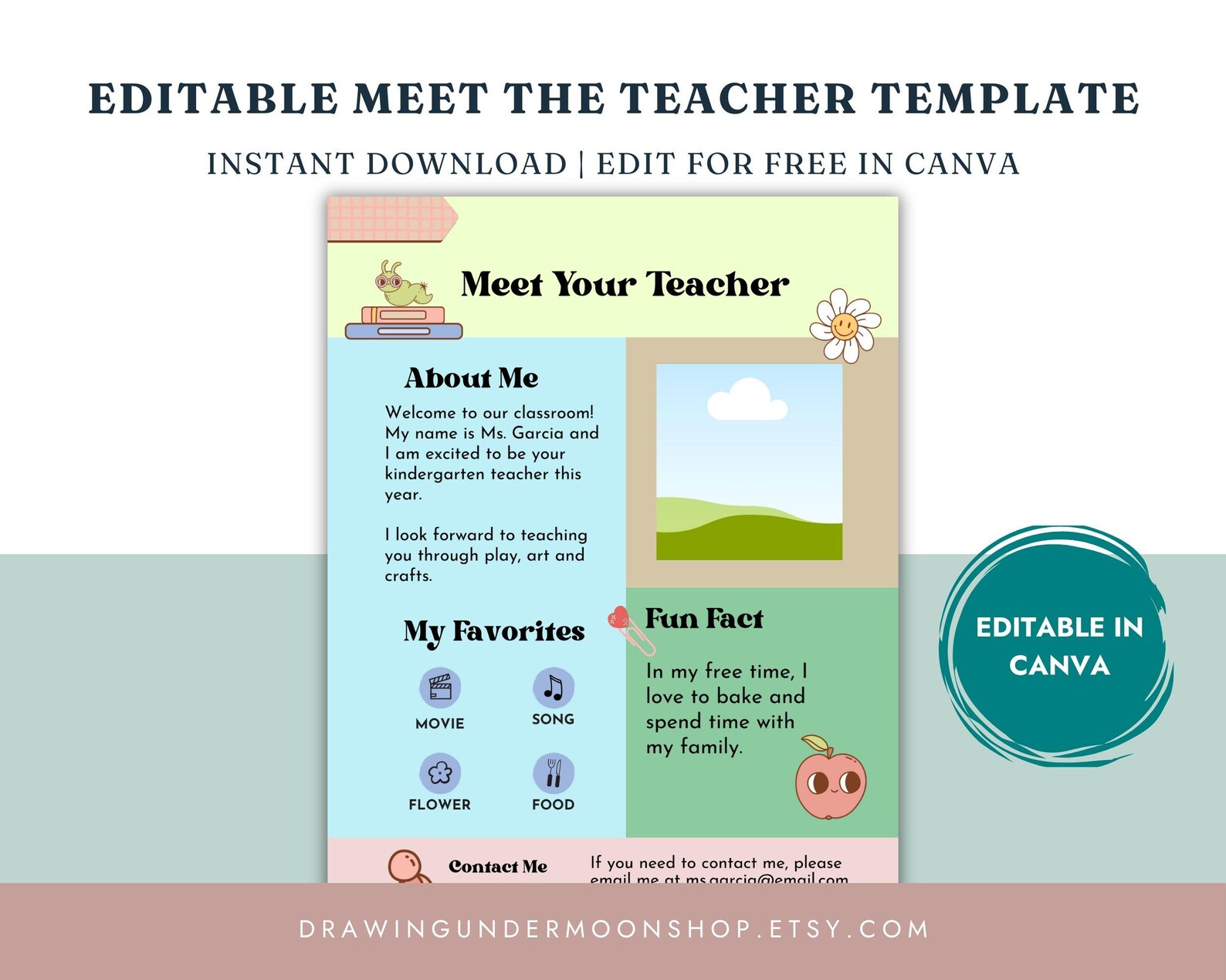 Groovy Meet the Teacher Printable Template, Retro Back to School ...