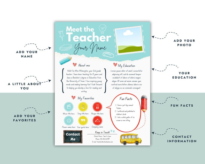Printable Back to School Meet the Teacher Template, Customizable ...